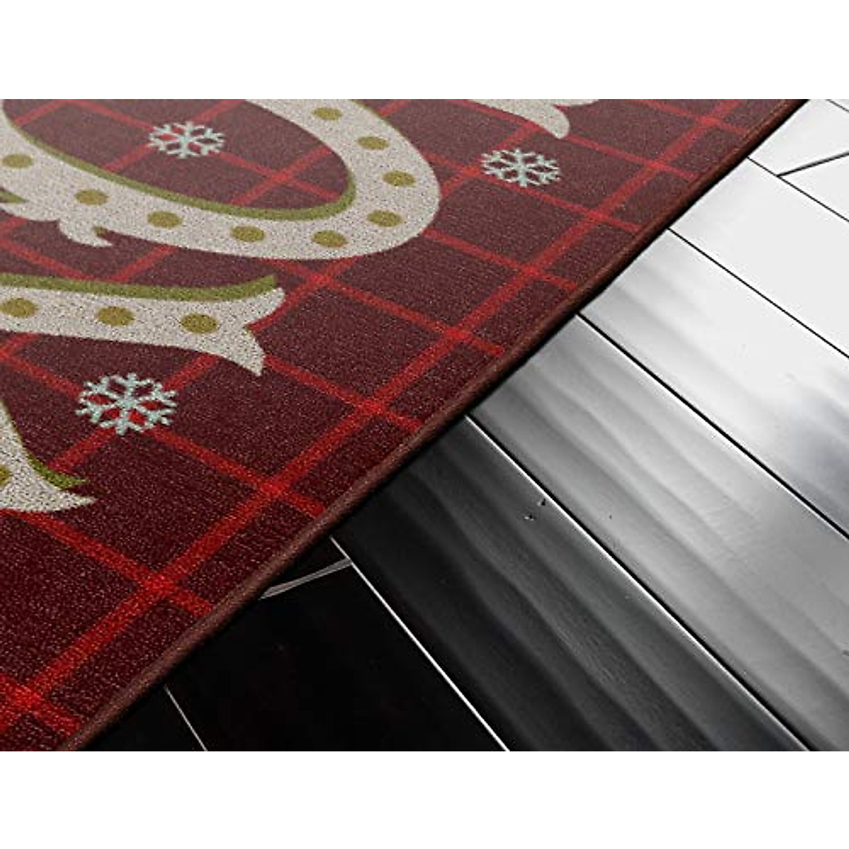 Brumlow MILLS Christmas Joy Washable Festive Slogan Print Indoor or Outdoor Holiday Rug for Living or Dining Room, Bedroom Carpet and Kitchen Runner Rug, 20" x 34", Burgundy