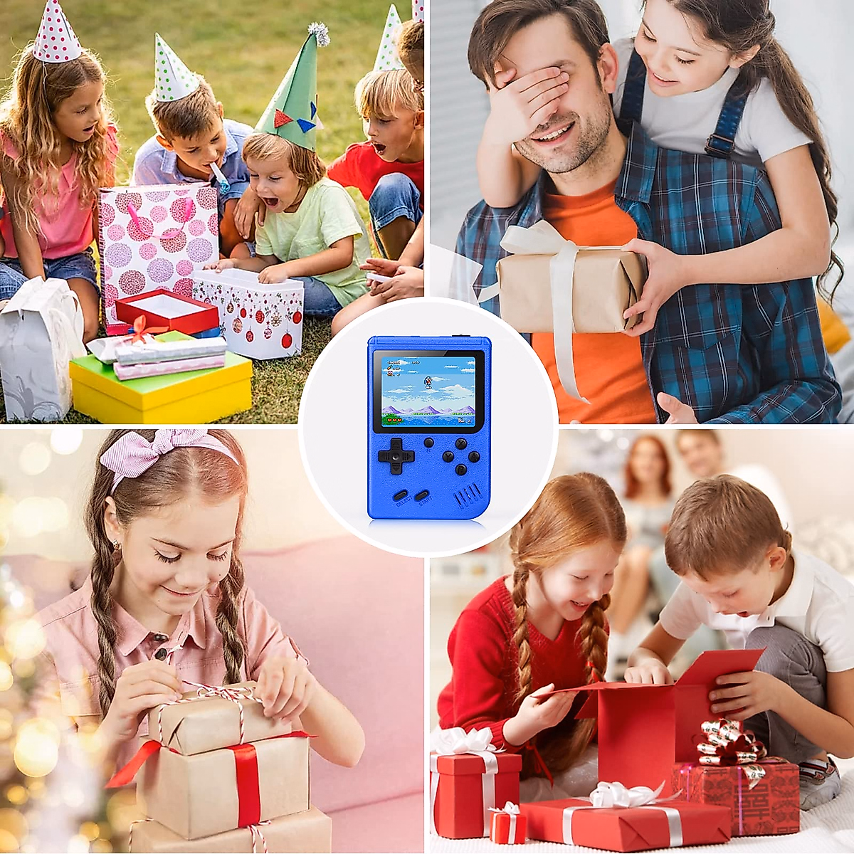 Avainaly Handheld Game Consoles, Retro Mini Game Player with 500 Classic FC Games, 2.8-Inch Color Screen Support for Connecting TV & Two Players, 1020 mAh Rechargeable Battery (Blue）