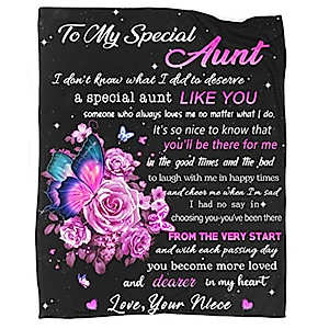 AJIIUSV for Aunt to My Aunt Blanket from Niece Birthday Gifts for Aunt Throw Blankets Gratitude Flannel Blanket Women's Day Gifts 50"x60"