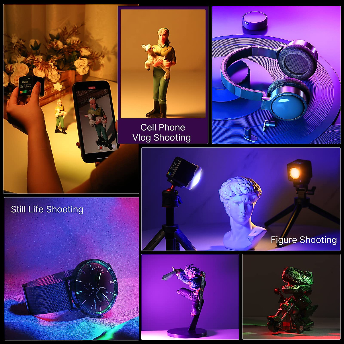 ULANZI L2 RGB COB Video Light Mini Cube Lights, LED Camera Light 360° Full Color Portable Photography Video Lighting, 800mAh Rechargeable & Magnetic Designs and 11 Dynamic Light Effects