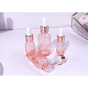Wresty Pink Glass Dropper Bottles,12 Pack Essential Oil Dropper Bottels Perfume Sample Bottles Cosmetic Container Empty Bottles With Glass Eye Dropper (15ml)