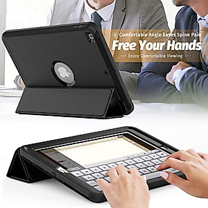 Timecity Case for iPad 9th Generation 10.2 inch 2021, Case for iPad 8th/ 7th Gen 2020/2019, Durable Protection Case with Pencil Holder Folding Stand Smart Cover Auto Sleep/Wake - Black