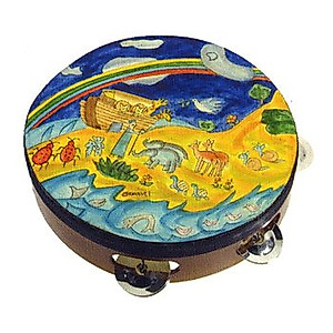 Yair Emanuel Hand Painted Leather Noah's Ark Design Tambourine TM- 2