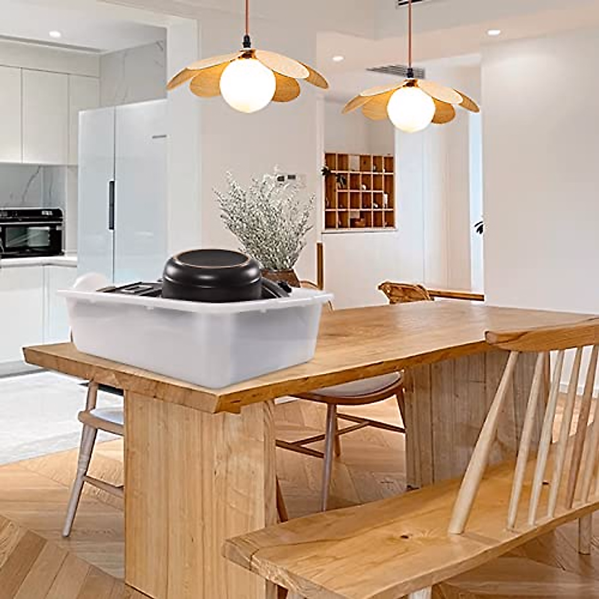 Zopnny Pack of 4 Plastic Plastic Bus Tub, Large Commercial Utility Bus Boxes Set, 35 L, White