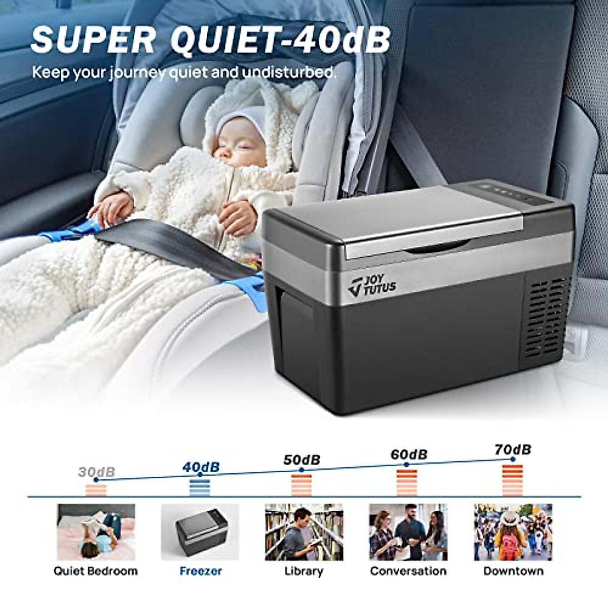 JOYTUTUS Portable Refrigerator 26 Quart (25L) Car Refrigerator + Insulated Protect Cover