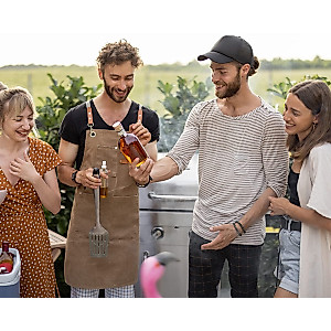 NOBONDO Canvas Apron with Pockets for Men and Women - Cross Back Kitchen Apron with Crossbody Support, Shop Utility Bib for Work, Chef Cooking, Baking, Hair Stylist, Barista, Bartender, BBQ