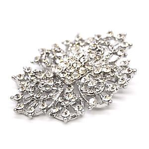 Belagio Enterprises 2-1/2-inch x 3-inch Rhinestone Brooch 1 Piece, Silver/Crystal