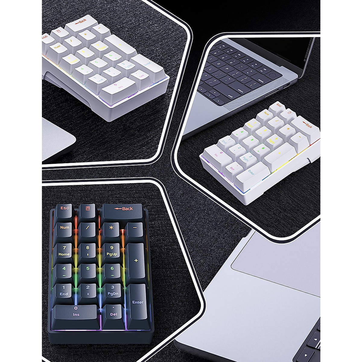 TISHLED Wired Mechanical Numpad Rainbow LED Backlit 20-Key Number Pad Brown Switches Shine Through Keycaps Detachable Cable Numeric Keyboard for PC/Laptop/Win/Mac, Black