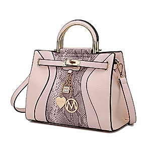 MKF Crossbody Satchel Bags for Women - PU Leather Pocketbook Handbag - Shoulder Strap, Lady Top Handles Purse Blush
