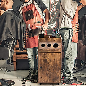 Sardoxx Classic Salon Cabinet Beauty Salon Movable Spa Locking Cabinet, 4 Desktop Storge Units, 3 Hair Dryer Holes, Locker with Us Socket for Salon Spa, Barber Shop, Bathroom, Wood Grain