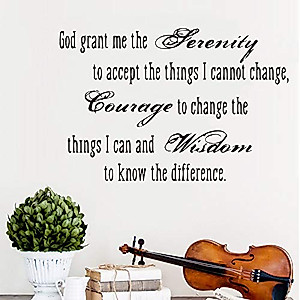 Summerjokes God GRANT Me The Serenity To Accept Things I Cannot Change Courage To Change The Things I Can And The Wisdom To Know The Difference Inspiring Wall Sticker Decal Vinyl Sticker, Wall of Prayer Wall Decoration
