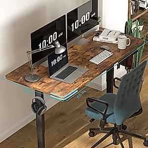 Monomi Electric Standing Desk, Height Adjustable Desk 55x 28 Inches, Ergonomic Home Office Sit Stand Up Desk with Memory Preset Controller (Black Frame/Rustic Brown Top)