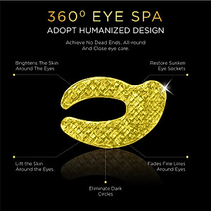 Eye Patches for Puffy Eyes - Under Eye Mask Dark Circles and Puffiness- Gold under Eye Patches, Collagen Eye Pads, Eye Bags Treatment for women or men
