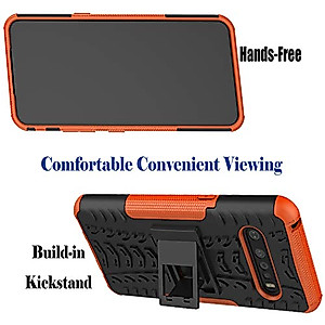 Yerebel for LG V60 ThinQ Case, V60 ThinQ 5G Case, with Kickstand Hard PC Back Cover Soft TPU Dual Layer Protection Phone Cover for LG V60 ThinQ (Orange)