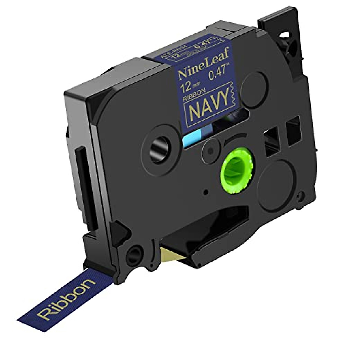 NineLeaf Compatible for Brother P-Touch TZeRN34 TZe-RN34 TZ-RN34 TZRN34 Gold on Navy Blue 12mm 1/2'' 0.47'' Embellish Satin Ribbon Fabric Tapes Work with PT-D600 PT-P710BT 1500 1600 Label Maker