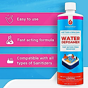 Spa Defoamer for Hot Tub & Hot Tub Foam Eliminator, Spa Anti Foam for Hot Tub Owners to Keep Spa Foam Down & get Foam Out, HotTub Foam Reducer & Spa Bubble Remover (1- Quart)