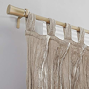 No. 918 Odelia Distressed Velvet Semi-Sheer Tab Top Curtain Panel, 50" x 95", Stone