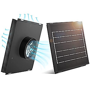 DC HOUSE Solar Vent Fan - Weatherproof Metal Shell Design, 5W Solar Powered Roof Fan without Battery - Up to 238 Sq Ft Coverage - Perfect for Small Sheds, Chicken Coops, Greenhouses, and Cabins