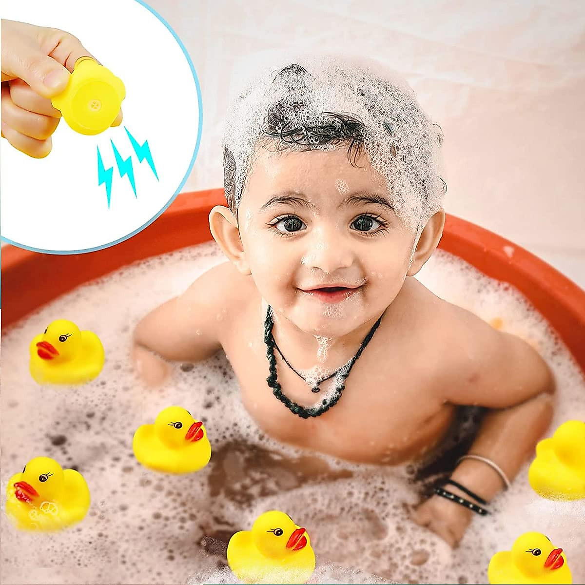 Umbresen Bath Duck Toys Yellow Rubber Ducks Preschool Bathtub Float Squeak Duckies Gift for Baby Toddler Infant Shower Car Pool Halloween Christmas Decorations (Yellow Set of 20)