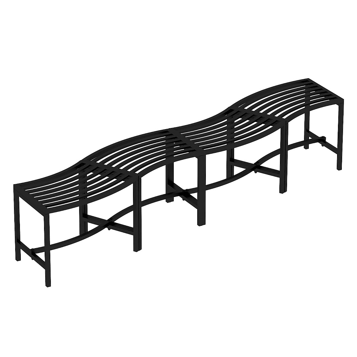 Timechee Metal Curved Fire Pit Bench Set of 4, Outdoor Fire Pit Seating, Steel Backless Outside Fire Pit Bench for Garden, Patio, Porch, Backyard, Plant Stand, Heavy Duty Plant Holder, Style 1, Black