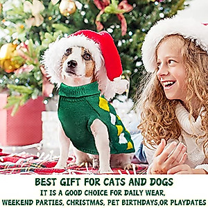 Dog Sweater Knitwear Dog Warm Winter Clothing for Medium Dogs Cats Puppy Classic Green Plaid Turtleneck Knitted Clothes for Boys Girls Dogs Gift for Dogs in Christmas New Year