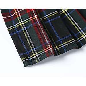 Women's Elastic Waist Plaid Pleated Skirt Tartan Skater School Uniform Mini Skirts (Series 18, L)
