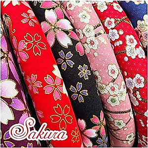 RANXIZY Handmade Japanese Sweet Sakura Cherry Blossom Steering Wheel Cover for Girls,Universal Fit Elastic Stretch on Car Accesories(Red Plum)