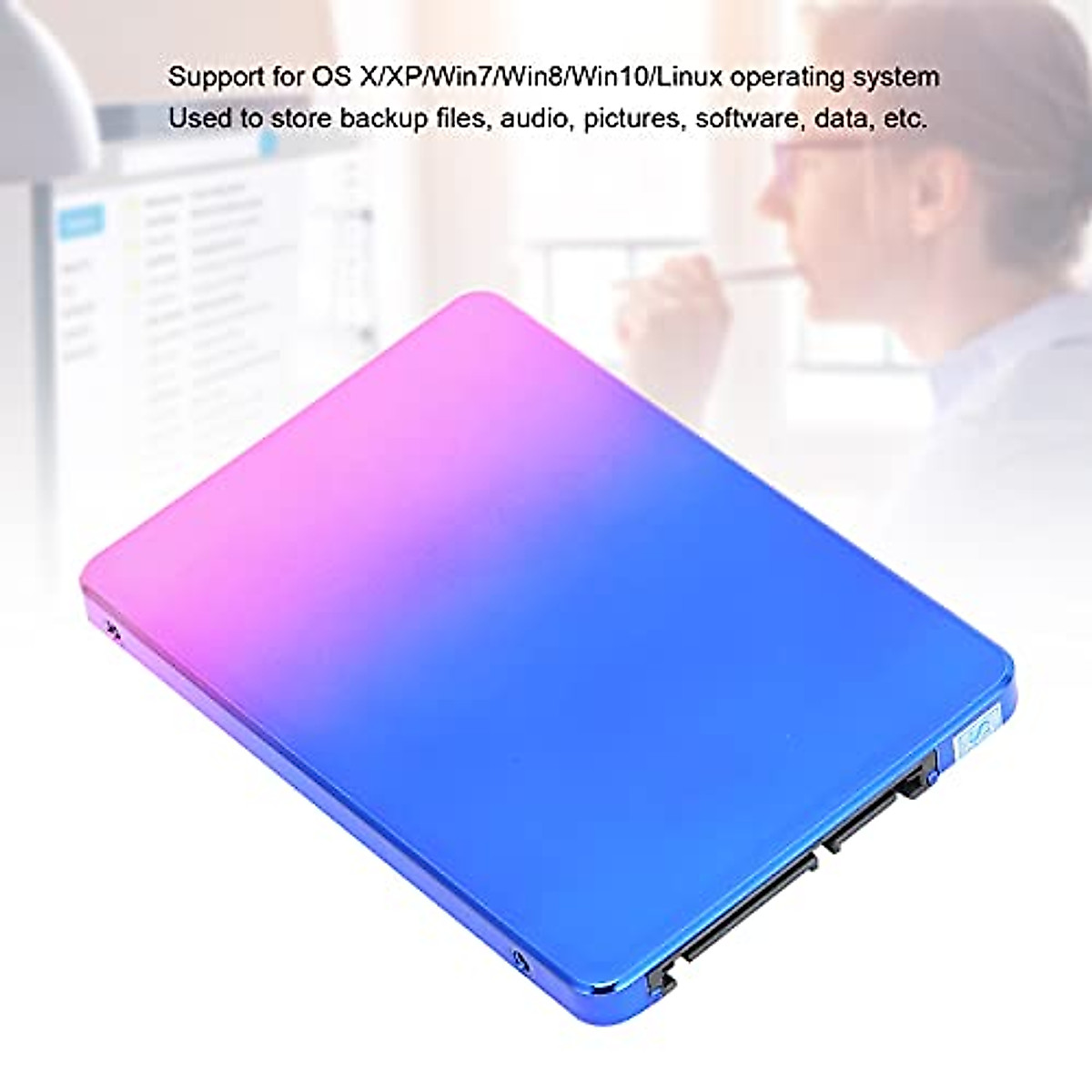 Yunir Solid State Disk, 2.5in SATA 3.0 Interface Portable SSD, High Speed SSD Storage Device with Fashionable Color Fit for Computer Desktop(120GB)