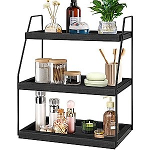 3-Tier Bathroom Counter Organizer, Wood Bathroom Countertop Vanity Organizer Bathroom Trays for Counter, Perfume Skincare Organizer Makeup Cosmetic Holder Standing Storage Shelf, Kitchen Spice Rack