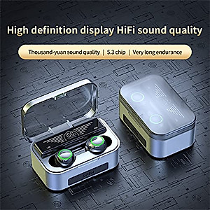Wireless Bluetooth 5.3 Headphones,IPX7 Waterproof Low-Power Noise Cancellation Binaural Stereo HD Sound Quality,Built-in Microphone Breathing Light Sports Headphones with Charging Case,for iOS Android