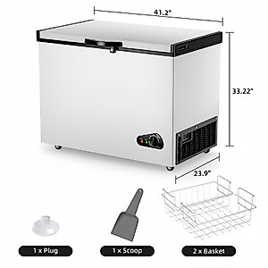 Large Commercial Chest Freezer 14.5 Cu Ft Deep Freezer with 2 Removable Basket and Adjustable Thermostat - Energy Saving Quiet for Home, Supermarkets, and Garages with Glass