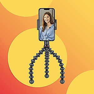 Joby GorillaPod 1K GripTight Mount PRO Kit, Compact Flexible Tripod 1K Stand and BallHead 1K with Locking Phone Mount, Easy Landscape or Portrait Mode, Supports up to 1kg (2.2lb), Black (JB01831-BWK)