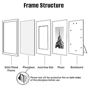 ENGLORY 8x10 Picture Frame Set of 2, Display 5x7 with Mat or 8x10 Without Mat, Photo Frames for Wall Mounting or Table Top Display, Wood