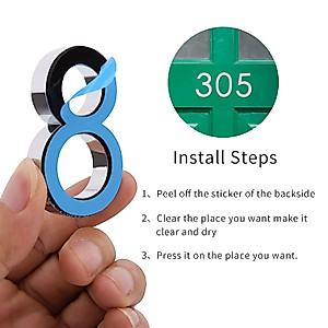 Self Adhesive Mailbox Numbers, Door Address Number Stickers for Office Room, Raised 3D Effect, Chrome Plated (2.36" Silver-20pack)