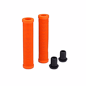 25NINE Ronin Grip Without Flange - Flangeless BMX Bike and Scooter Handlebar Grips with End Plugs - Orange