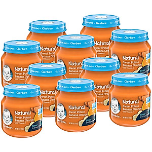 Gerber Purees 2nd Foods Natural Sweet Potato Banana Orange, 4 Oz (Pack Of 10)