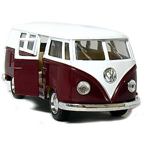 KiNSMART 1962 Volkswagen Classic Bus 1:32 Scale 5" Die Cast Metal Model Toy Car Maroon