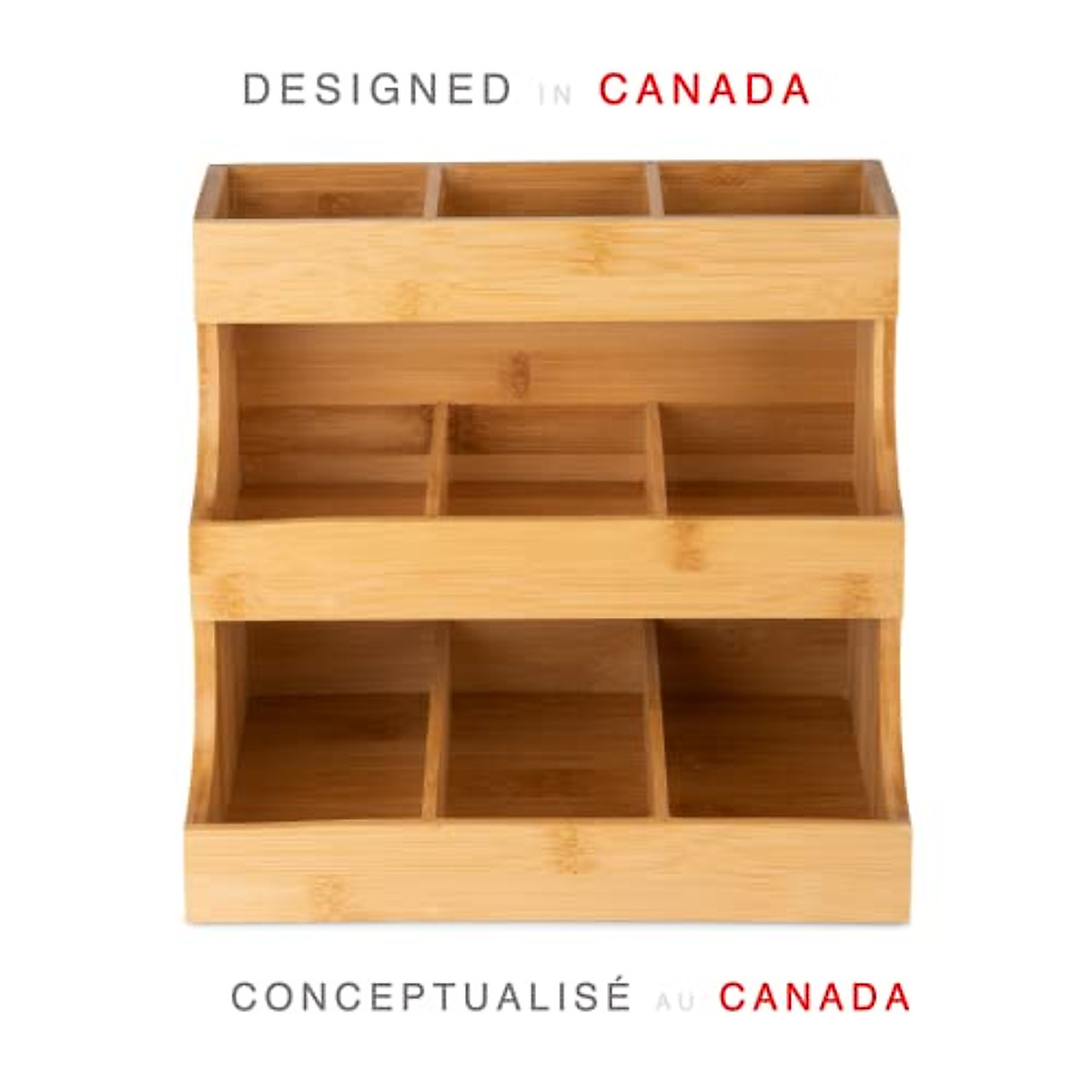 THEODORE Vertical Tea Bag Organizer - Bamboo Tea Bag Holder. Holds 180 Tea Bags.Elegant and Practical Wooden Tea Box for Tea Storage for Home, Office or Café. Can also Hold Sugar Packets and Creamers