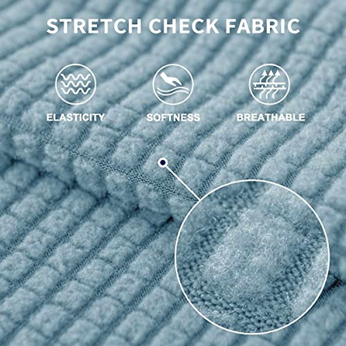 SUBRTEX Stretch Sofa Cover Set 1 Piece Sofa Slipvover with A Gift Cushion Cover for 2 Cushion Couch Loveseat(Steel Blue,Loveseat)