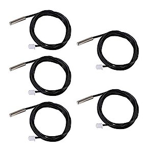 10K Temperature Sensor Probe, DROK 5pcs 1 Meter Waterproof Temp Sensor Probe, Stainless Steel 3950 NTC Temp Sensor Probe, Digital Temperature Transmitter Extension Cable