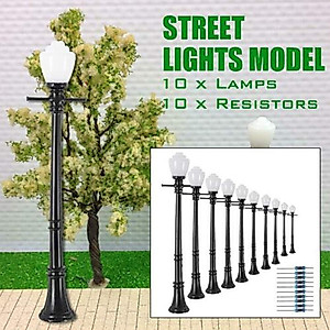 Artudatech 10PCS LCX04 Model Railway Lamppost Lamps Street Lights O Scale LEDs