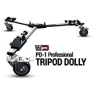 Vidpro PD-1 Professional Tripod Dolly - Heavy Duty with Adjustable Leg Mount with Locking Wheels and Carrying Case Compatible with Most Tripods Perfect for Cameras Camcorder and Lighting Equipment
