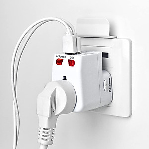 Universal Travel Adapter - 2 USB Ports Wonplug International Power Plug Adapter Small Wall Charger Adaptor for European US UK Thailand NZ Australia 150+Countries White