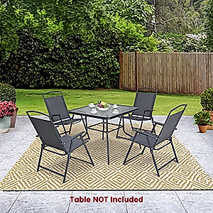 Pellebant Set of 4 Patio Dining Chairs, Outdoor Folding Chairs with Armrest, Patio Furniture Chairs for Camping, Beach, Backyard, Garden, Poolside, Gray