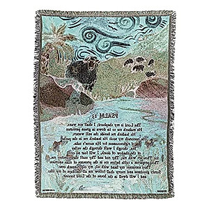 Dicksons Lord is My Shepherd Blue 68 x 52 Inch Tapestry Cotton Throw