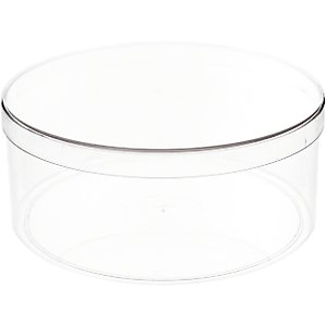 Pioneer Plastics 180C Clear Round Plastic Container, 6" W x 2.5" H