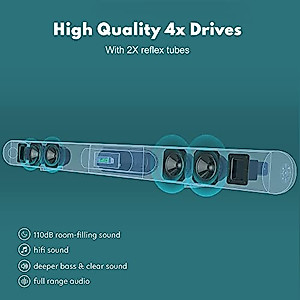 Wohome Soundbar for TV - 28-Inch Sound Bar with HDMI-ARC, Bluetooth, LED Display, Optical, USB, and AUX Inputs - 80W, 4 Speakers, Surround Sound Home Theater System