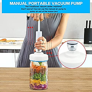 Jar Sealer and Accessory Hose Kit, 18Pcs Jar Sealing Kit for Regular and Wide Mouth Jars Compatible with FoodSaver Suction Port Vacuum Nozzle 5.5mm to 6mm(with Manual Portable Vacuum Pump)