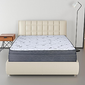 Nutan 13-Inch Extra Firm Foam Encased Eurotop Hybrid Mattress, King, Black