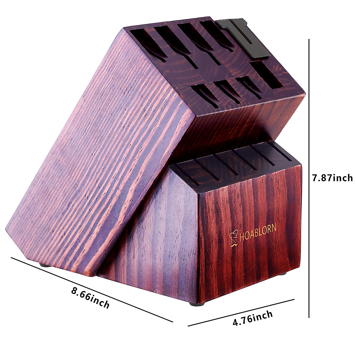 ChefHoablorn Knife Block, wood Knife Holder, Universal Kitchen Knife Holder with Built-in Knife Sharpener, 15 Knife Slots for Kitchen Counter, Without Knives